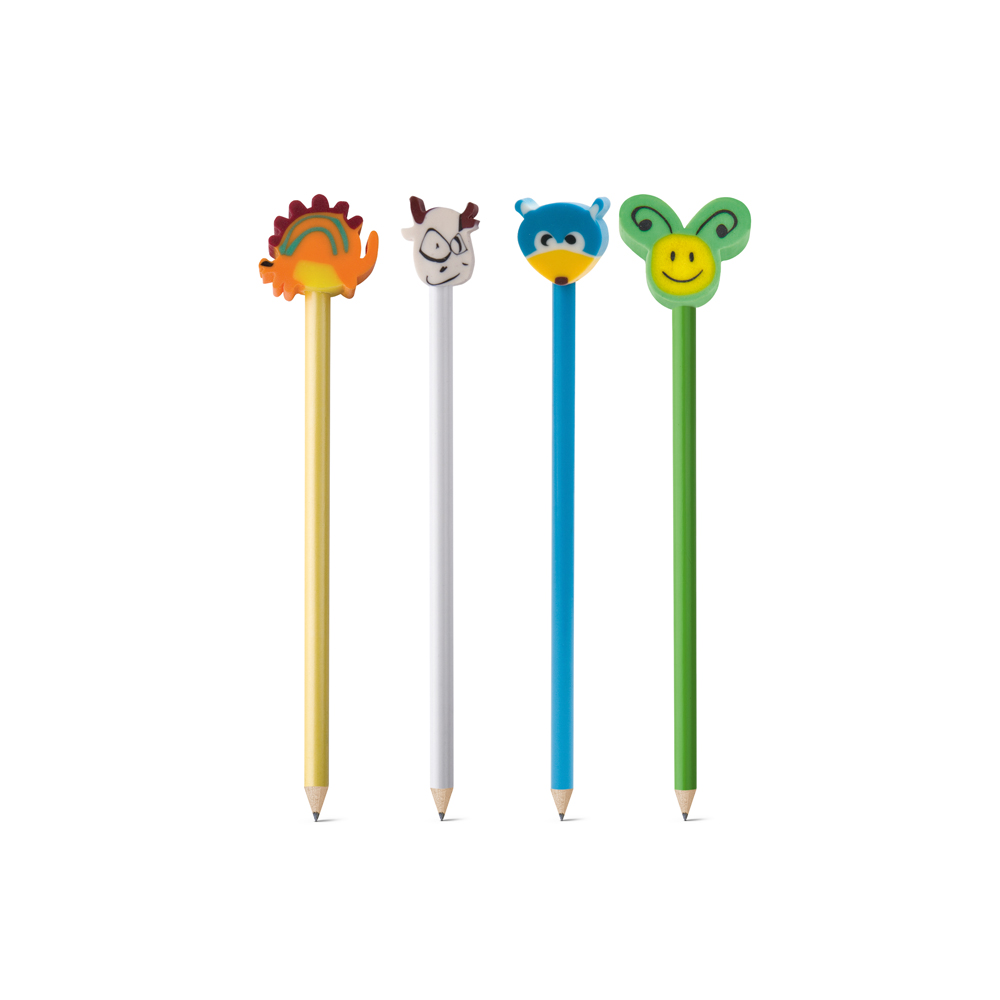 Crayon avec gomme figurine personnalisé | ANATUM Entreprises